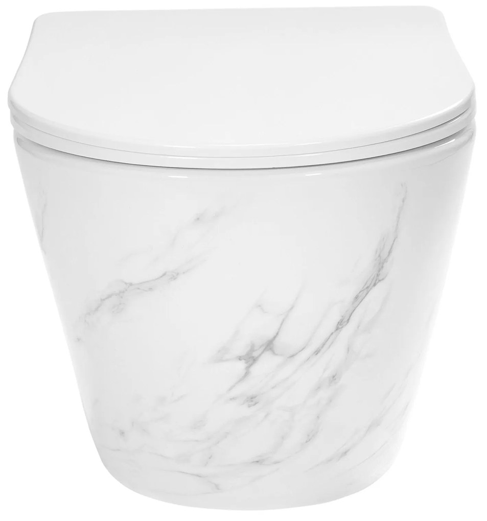 Rea Carlos Nature Marble, závěsná WC mísa Rimless 495x370x355 mm, imitace kamene, REA-C6606