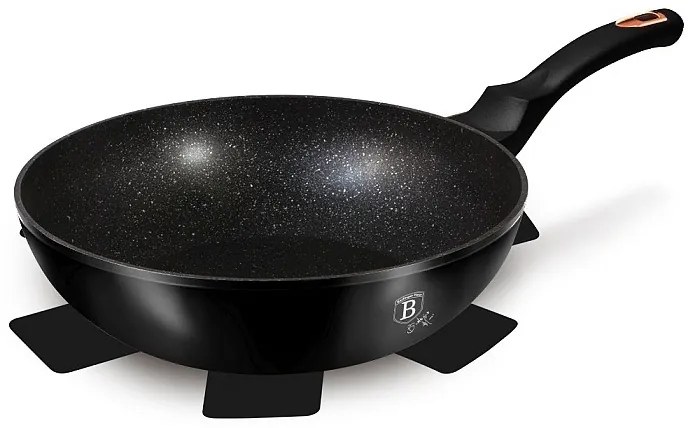 BERLINGERHAUS Pánev WOK s mramorovým povrchem 28 cm Black Rose Collection BH-1638