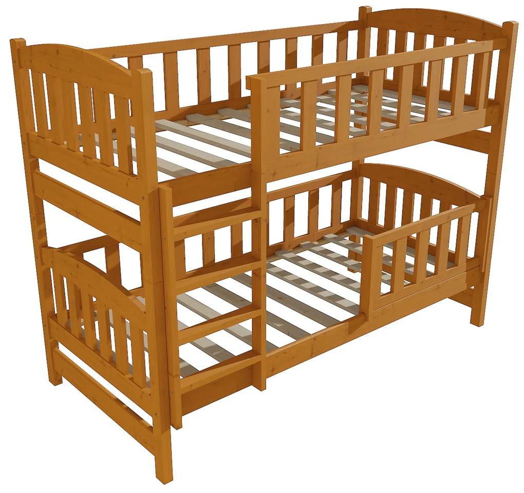 Vomaks Patrová postel PP 013 se zábranou Rozměr: 80 x 200 cm, Barva: surové dřevo, Prostor mezi lůžky: 80 cm