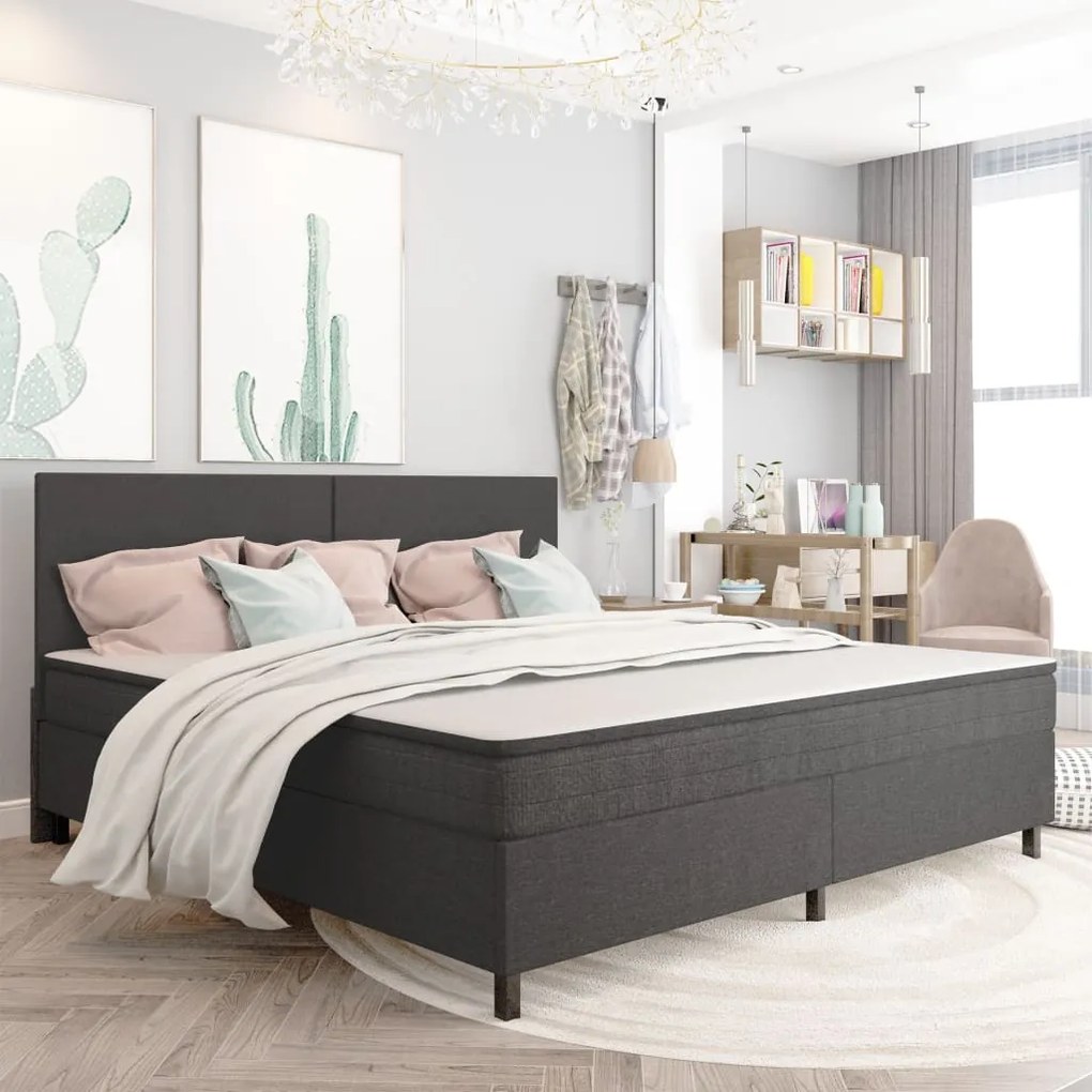 Postel boxspring šedá textil 200 x 200 cm 287467