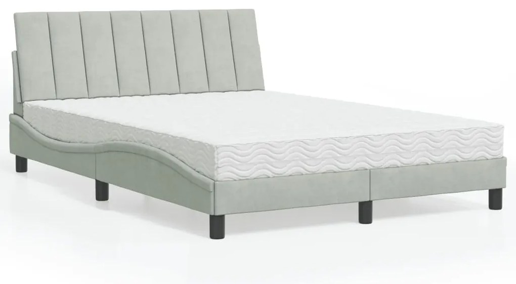 Postel s matrací Hanko světle šedá 140 x 190 cm samet 3208592
