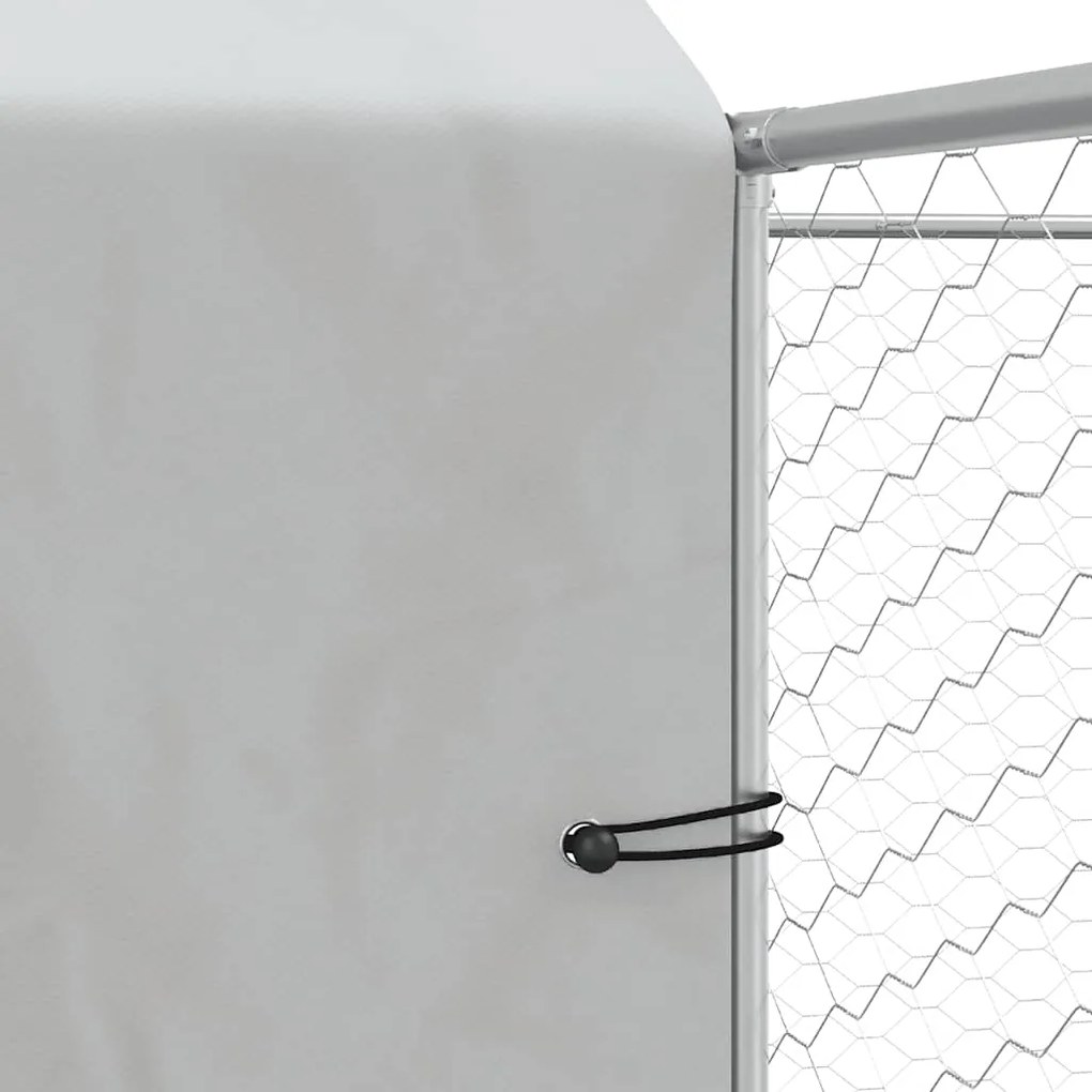 Venkovní psí kotec se střechou stříbrný 12 x 12 x 2,5 m ocel 3190482