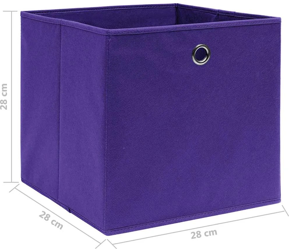 Úložné boxy 4 ks netkaná textilie 28 x 28 x 28 cm fialové 325211