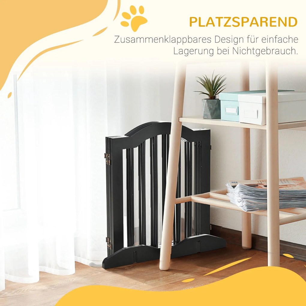 PawHut ohrádka pro psy, ochranná ohrádka, ohrádka pro psy, 3-dílná konfigurace ohrádky se dvěma podpěrnými nohami, stabilní, skládací, 154,5x29,5x61cm