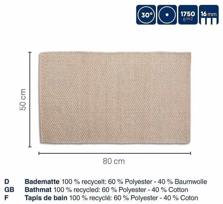 KELA Koupelnová předložka Miu směs bavlna/polyester zakalená růžová 80,0x50,0x1,0cm
