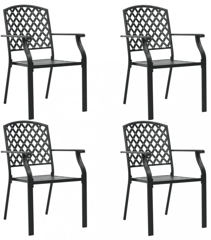 Stohovatelné zahradní židle 4 ks černá Dekorhome