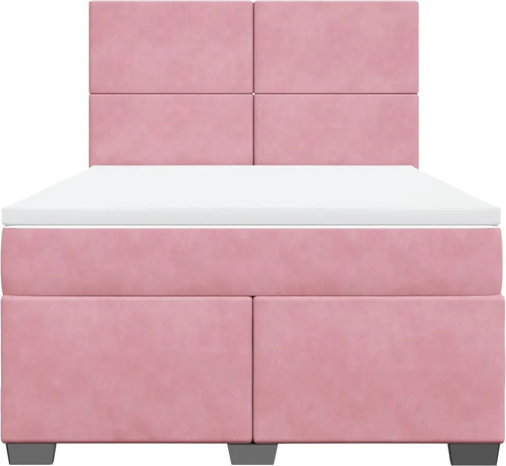 Box spring postel s matrací růžová 140x190 cm samet 3293205