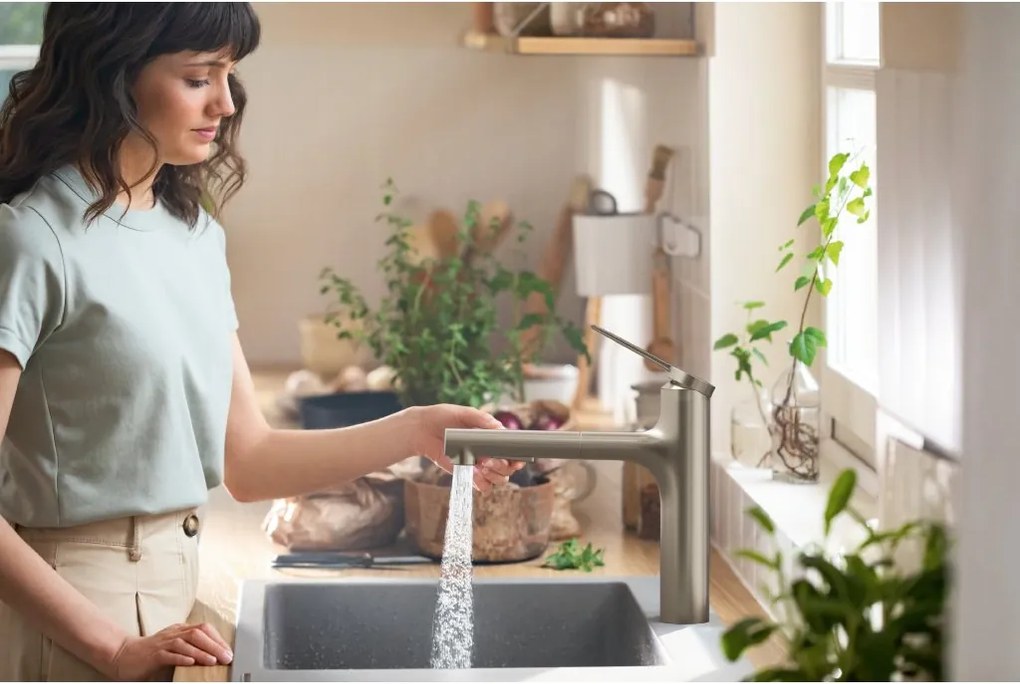 Hansgrohe Zesis M33, páková kuchyňská baterie 160, vytahovací sprška, 2jet, vzhled nerezu, HAN-74822800