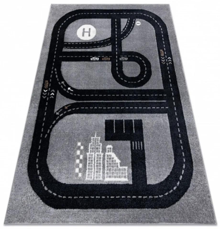 Dětský kusový koberec Závodní dráha šedý, Velikosti 180x270cm