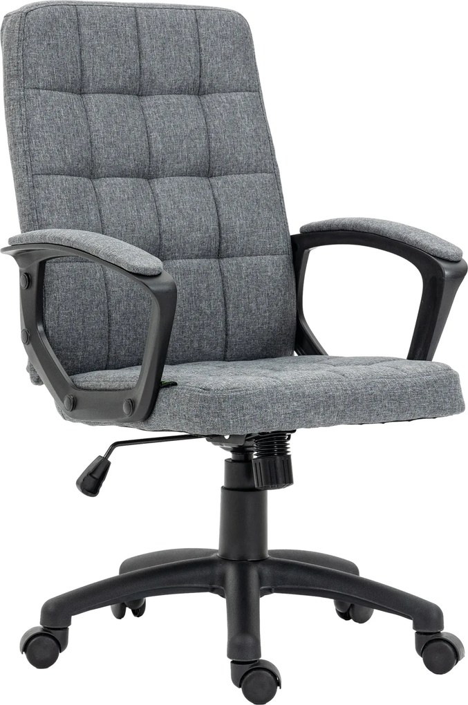 Vinsetto otočná kancelářská židle s nastavitelnou výškou a opěrkami moderním stylem, nosnost 120 kg, pro studium 59x63x96-105,5 cm Tmavě šedá | Aosom