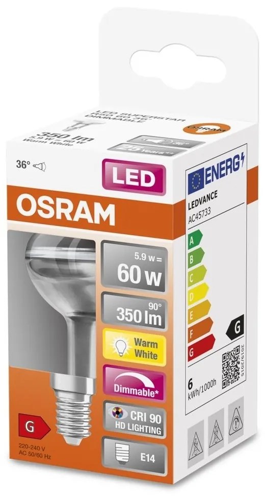 Stmívatelná LED žárovka E14 5,9 W SUPERSTAR, teplá bílá
