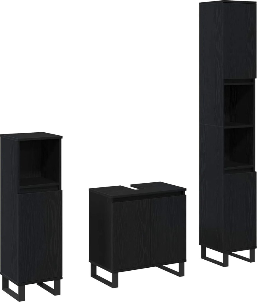 Sada koupelnového nábytku 3 ks Černý dub 30 x 30 x 190 cm 3333100