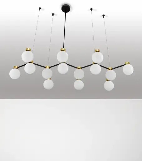 Satina zlato-černo-bílý designový lustr Ovalino 157