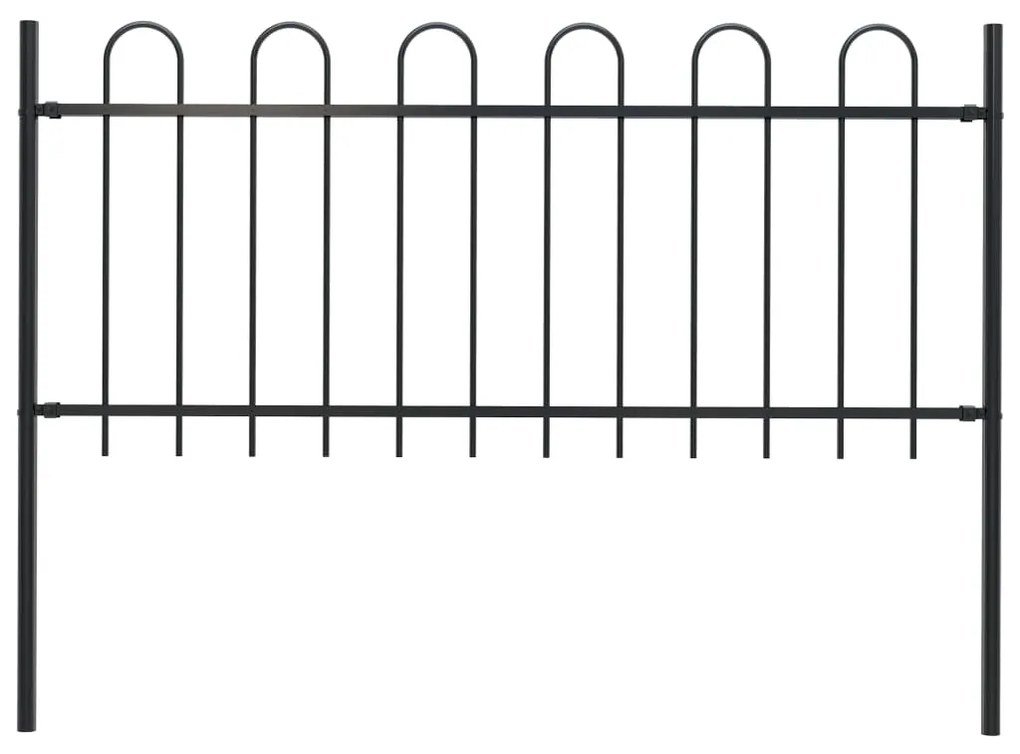 144929 vidaXL Zahradní plot s obloučky ocelový 1,7 m černý