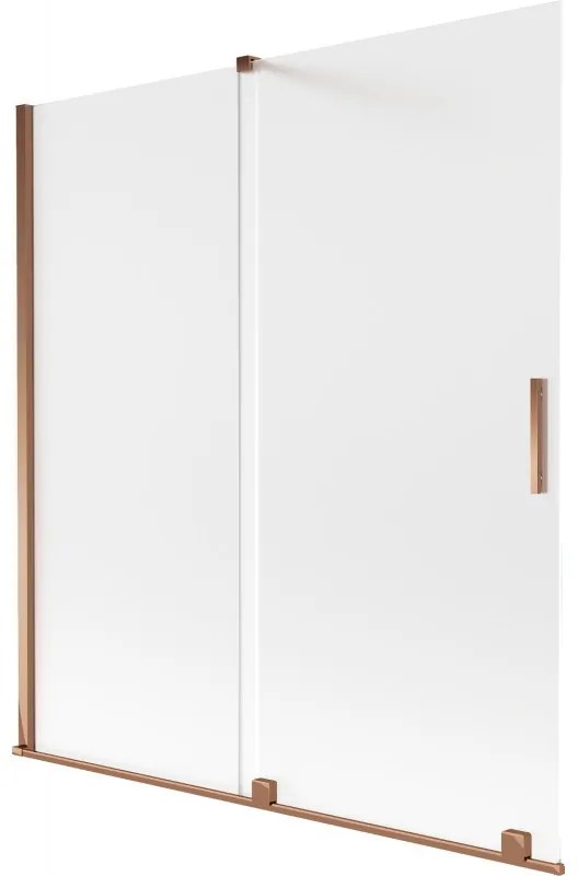 Mexen Velar, 2-křídlová posuvná vanová zástěna 150 x 150 cm, 8mm sklo námraza, růžové zlato, 896-150-000-31-60