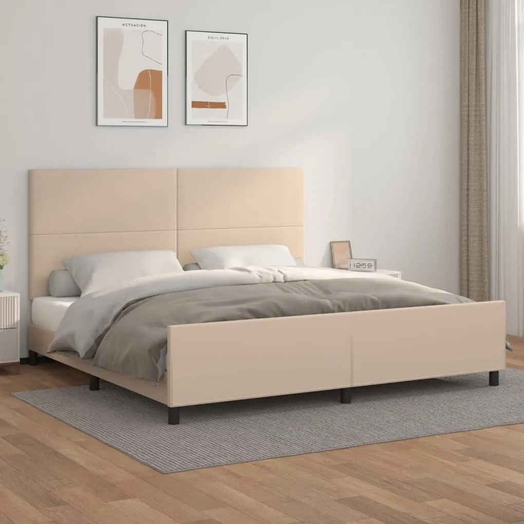 Rám postele s čelem cappuccino 200x200 cm umělá kůže 3125474