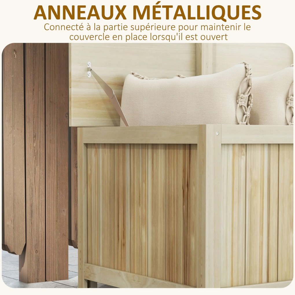 Outsunny Zahradní úložný box z dřeva s hydraulickými vzpěrami - 172L - 120L x 55W x 45H cm