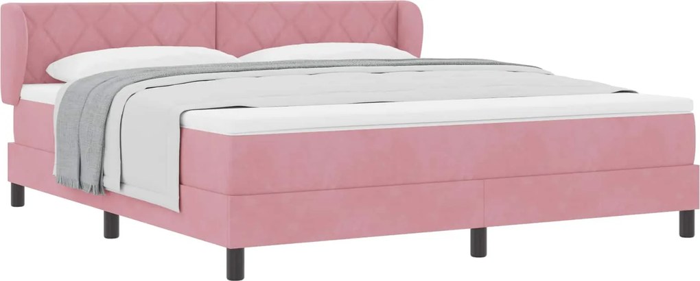 Postel s boxspringem s čelo Růžová 180 x 200 cm samet 3340459