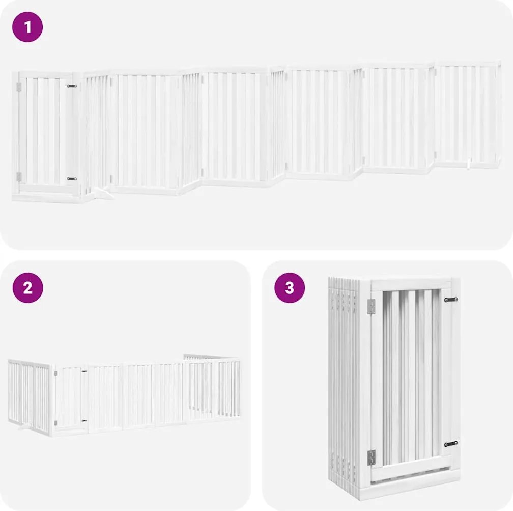 Zábrana pro psy s dvířky skládací 12 panelů bílá 600 cm topol 3155651