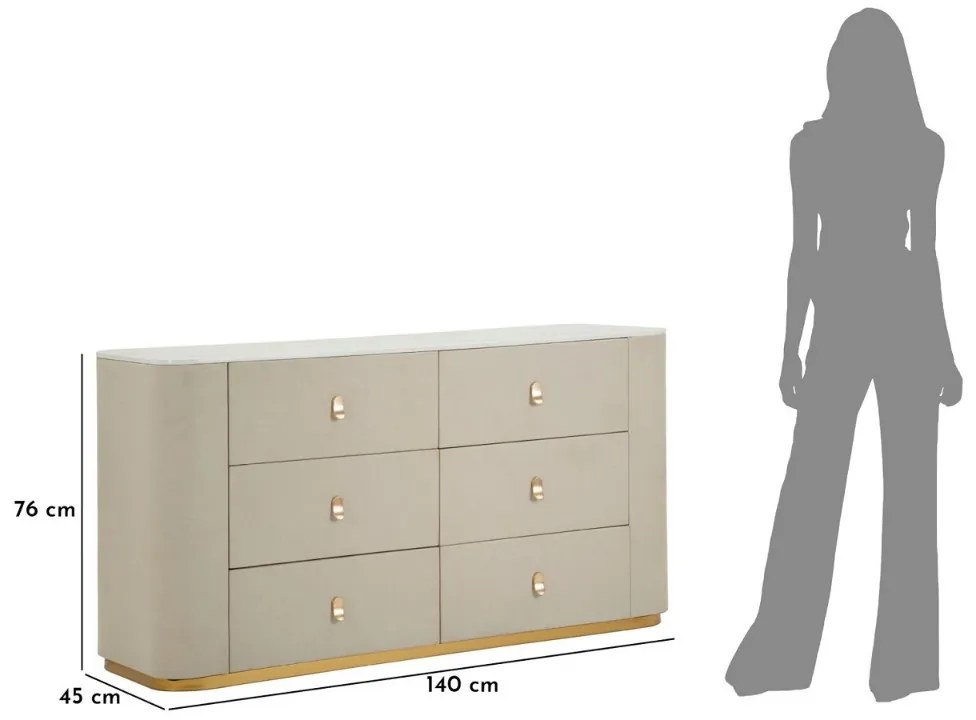 Designová komoda Ondelette 140 cm krémová