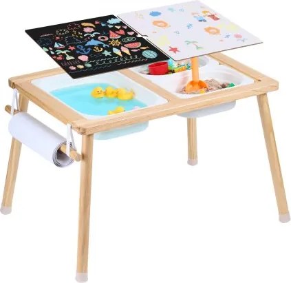 Kids Sensory Stůl Hrací stolek s pískem a vodou s 1 papírovou rolí 3 úložnými