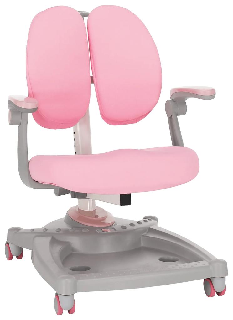 Rostoucí židle s podnožkou Comfydeco šedá/růžová