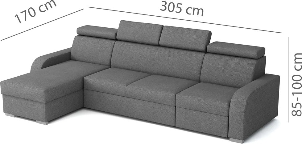 Sedací souprava OSLO L | 170x305 | rozkládací + 2x úložný prostor | VÝBĚR TKANIN