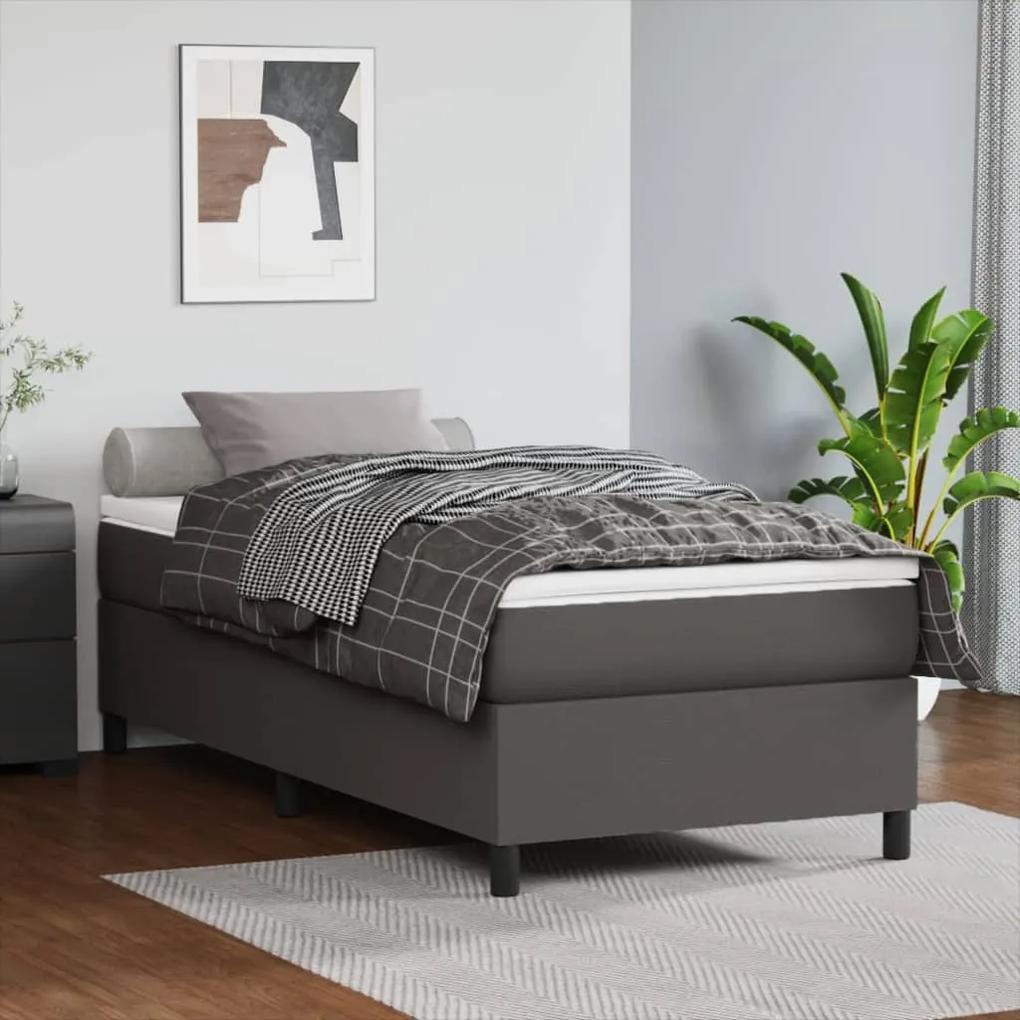 Box spring postel s matrací šedá 90x190 cm umělá kůže,  3144582
