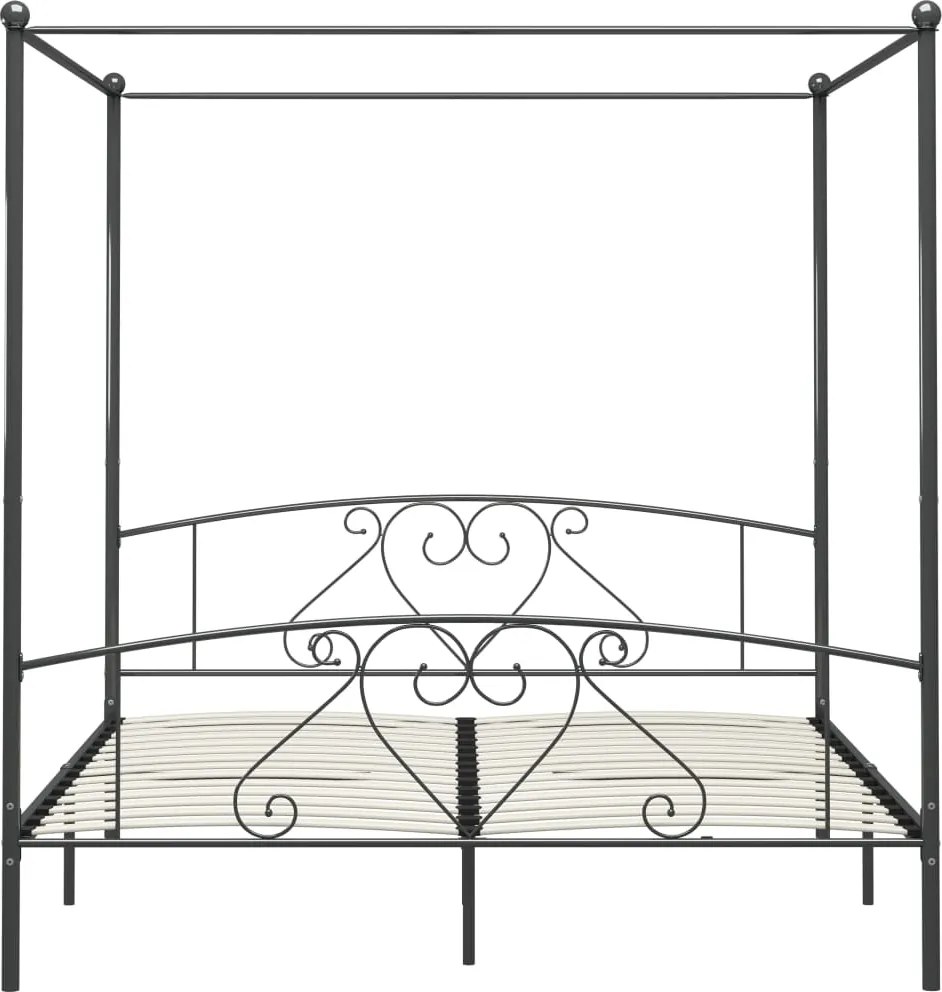vidaXL Marketos Rám postele s nebesy šedý kovový 200 x 200 cm