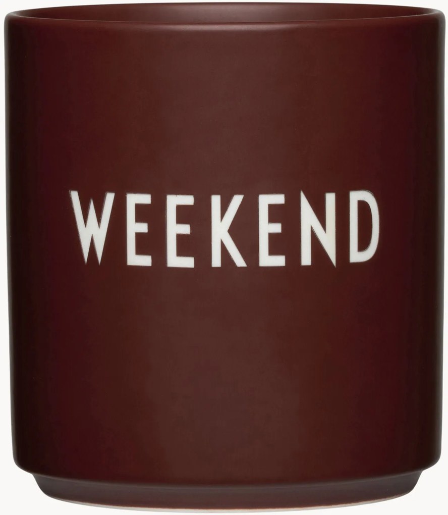 Hrnek's nápisem Favourite Weekend