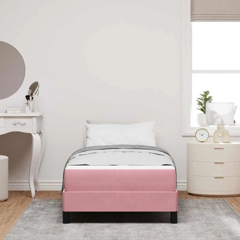 Postel s boxspringem s matrací Růžová 100 x 200 cm textil 3398676
