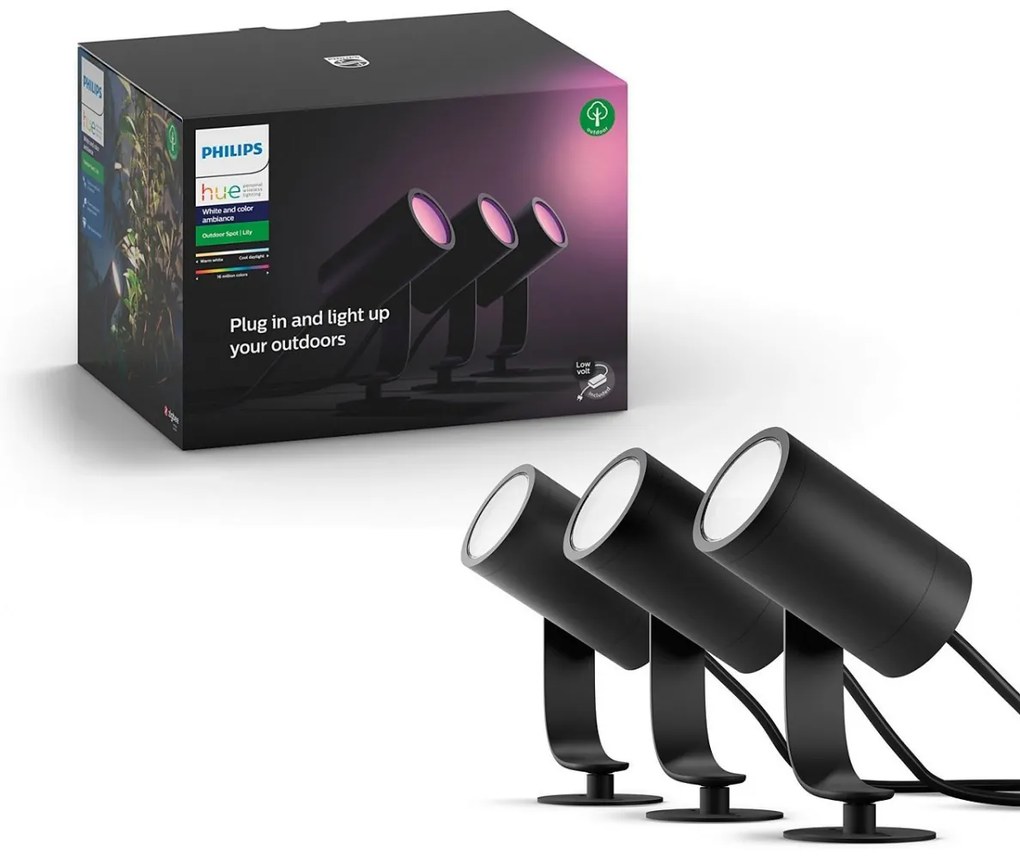 Zahradní osvětlení philips hue white and color ambiance lily base kit 17414/30/p7