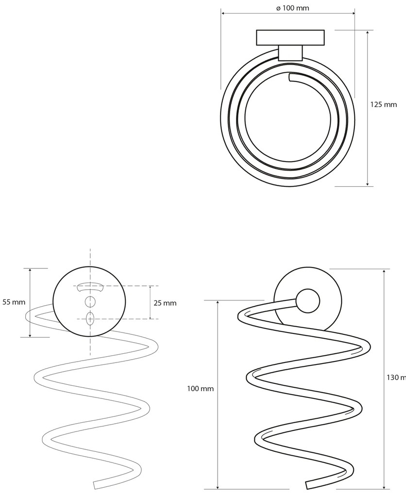 Sapho, X-ROUND držák fénu, spirálový, chrom, XR002