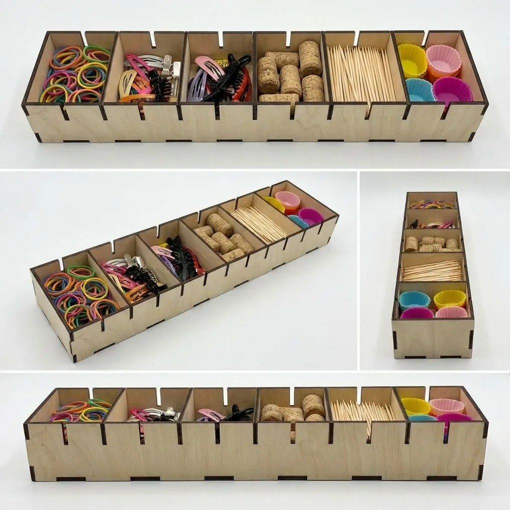 usporadejto.cz Organizér do šuplíku s přepážkami, vložka do zásuvky, dřevěný VASKY, 45,5 x 15 x 6 cm