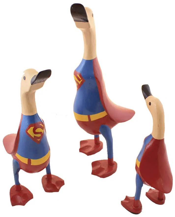 Dřevěná kachna Superman 30 cm