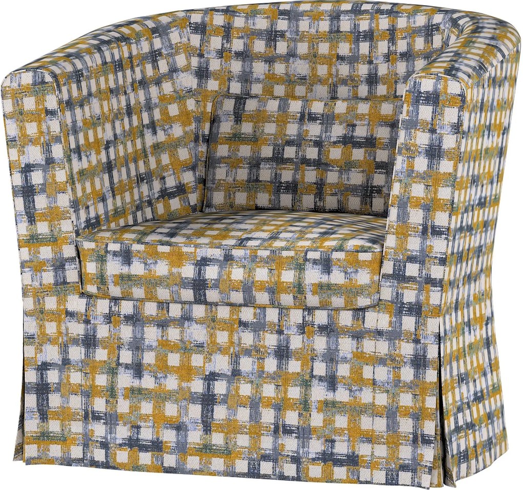 Potah na křeslo IKEA Ektorp Tullsta barva modrá látka pletený vzor, vzorované