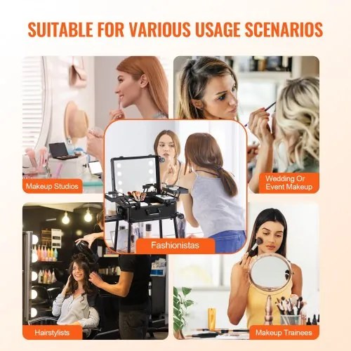 Pouzdro na make-up se zámkem, osvětlené zrcadlo