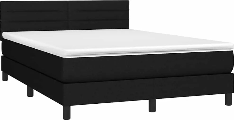 Box spring postel s matrací a LED černá 140x190 cm textil 3133231