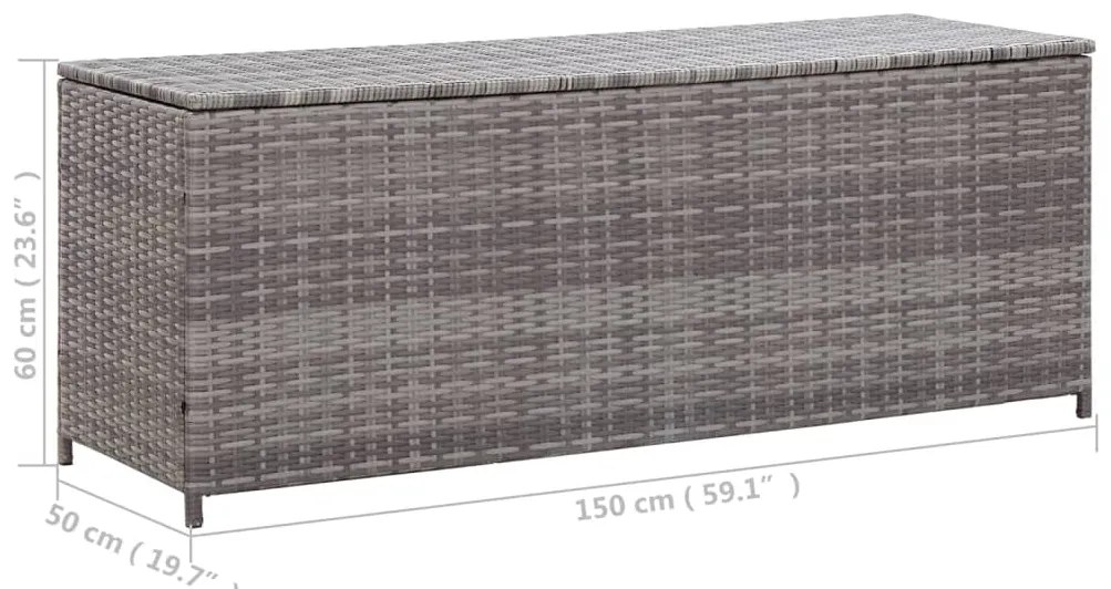 vidaXL Marketos Zahradní úložný box šedý 150 x 50 x 60 cm polyratan
