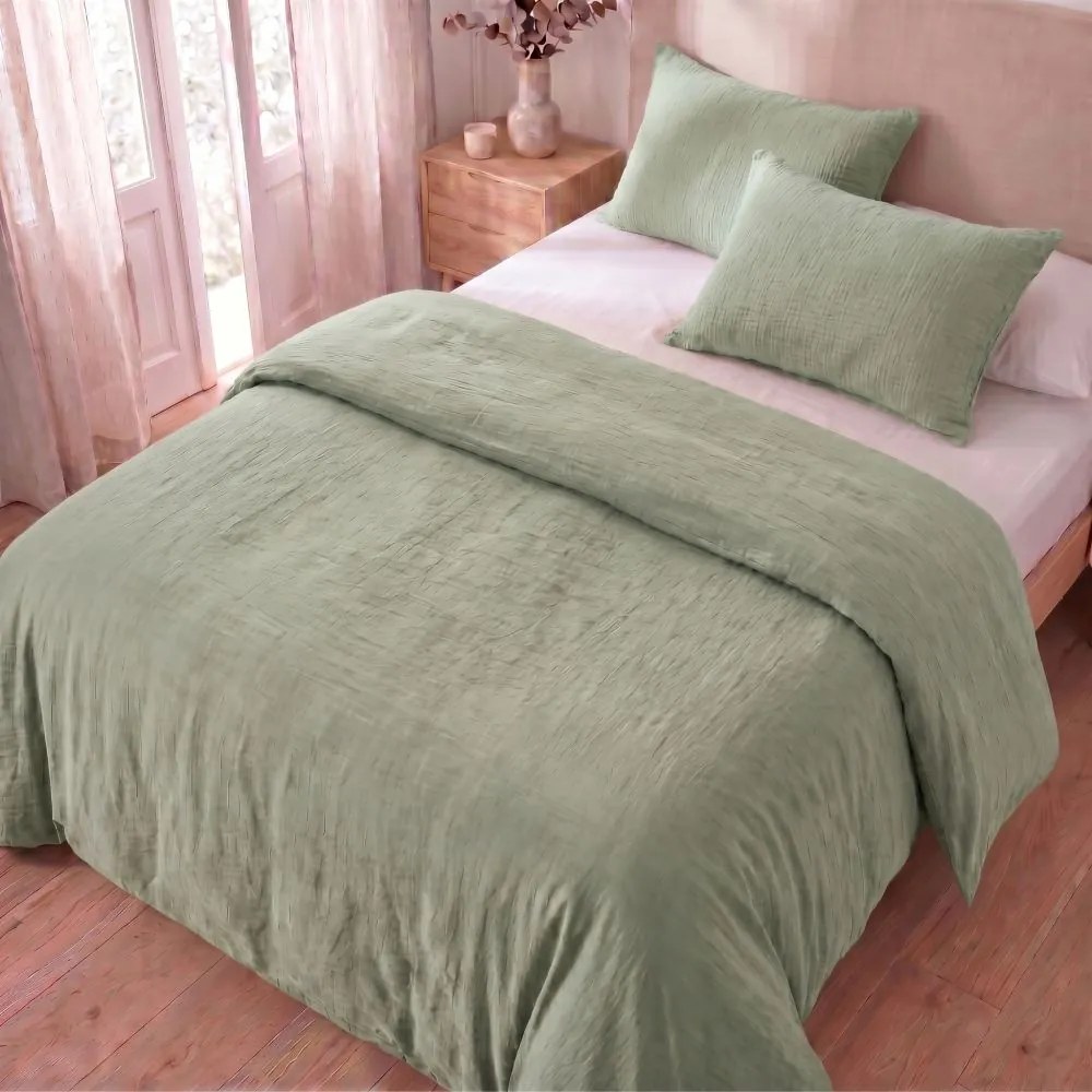 Kvalitex Mušelínové povlečení světle zelené 1x 240/220, 2x 70/90cm