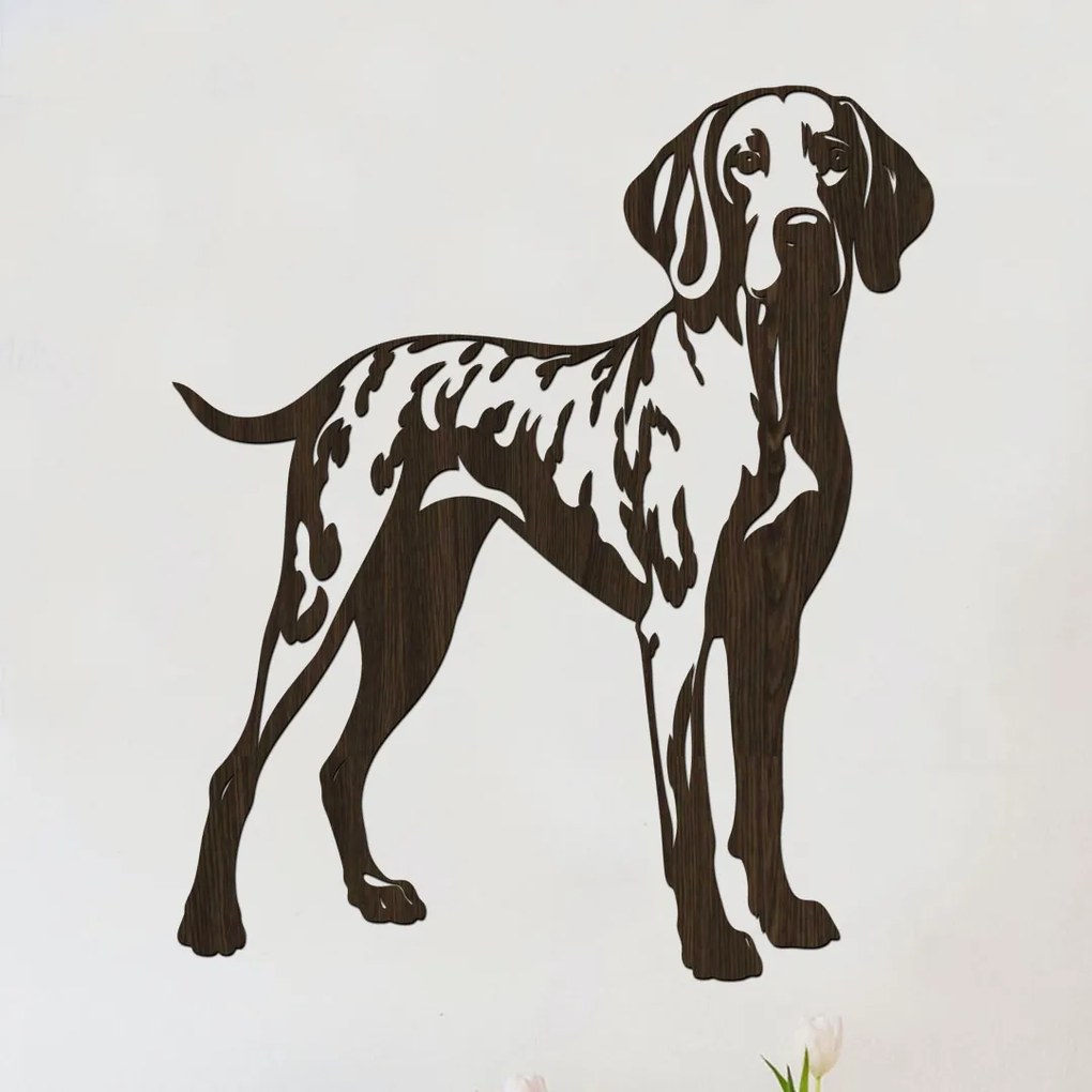 dřevo života Dřevěný obraz Německého krátkosrstého ohaře Zvolte rozměr (cm): 34x40, Zvolte barvu dekoru: Antracitová