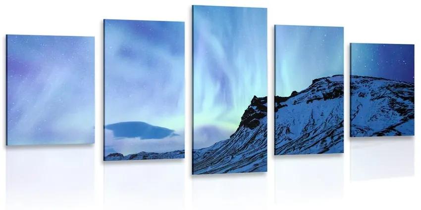 5-dílný obraz severské polární světlo Varianta: 100x50