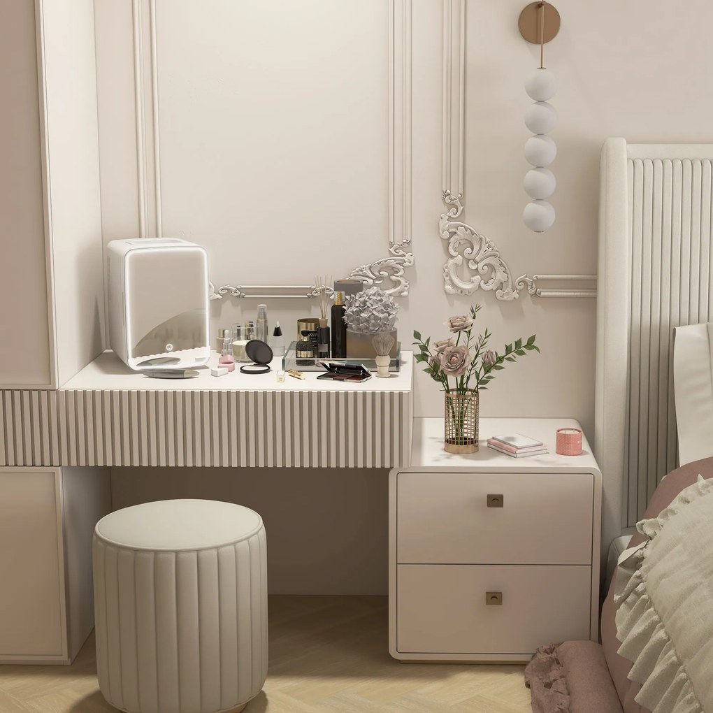 HOMCOM kosmetická lednička 10L, extra tichá 12V/240V k chlazení a ohřívání, malá lednička do ložnice na make-up