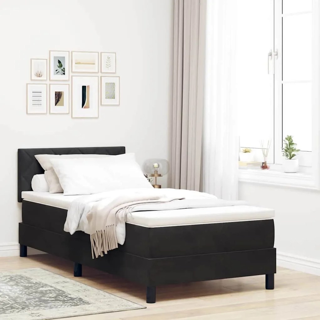 Postel s boxspringem s čelo Černá 90 x 190 cm samet 3339208