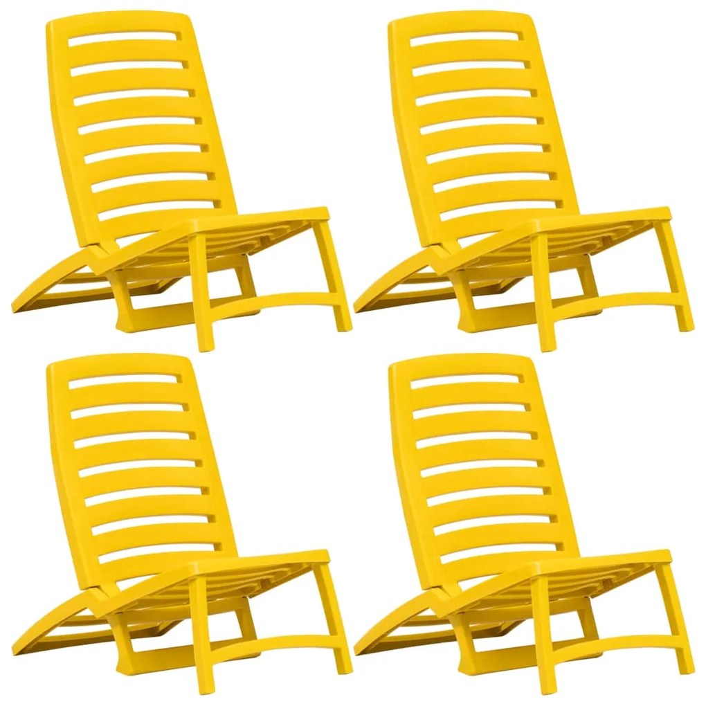 45625 vidaXL Dětské skládací plážové židle 4 ks plastové žluté