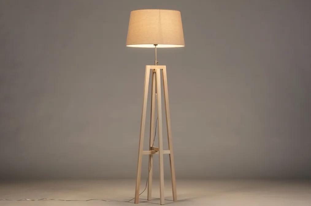 Stojací designová lampa Paola Beige and Natur Wood