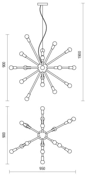 Redo 01-2934 - Lustr na lanku STELLAR 12xE14/25W/230V černá