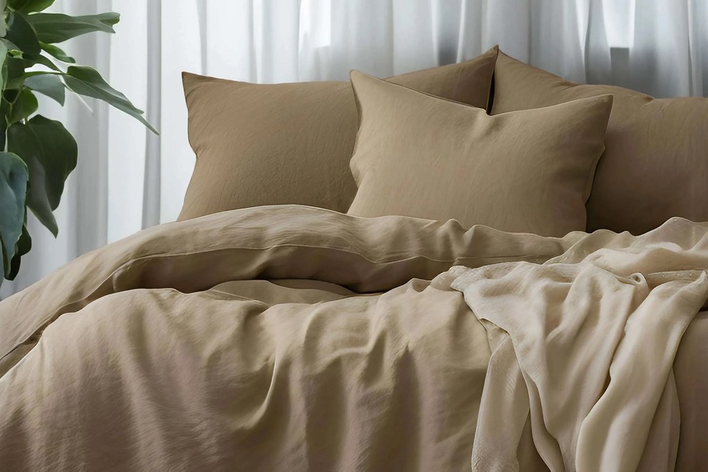 Mušelínové prodloužené povlečení Light brown Velikost: 140 x 220 + 70 x 90