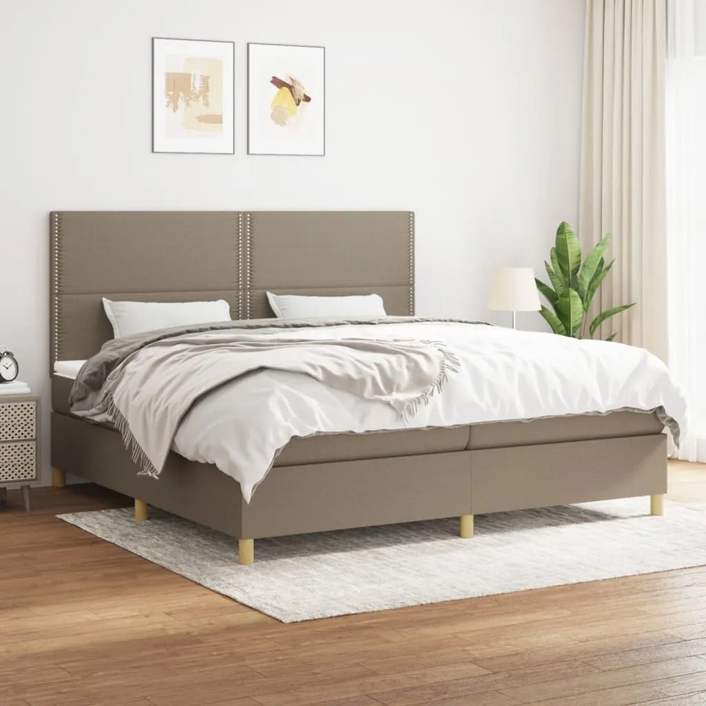 Box spring postel s matrací taupe 200x200 cm textil 3142285