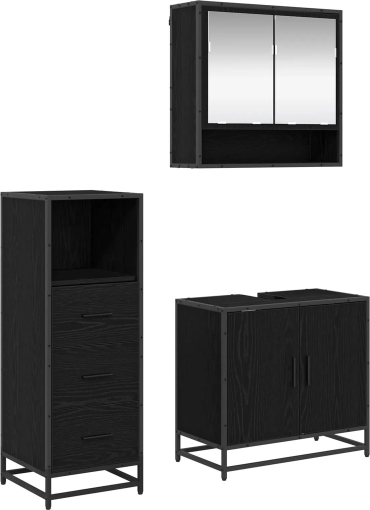 Sada koupelnového nábytku 3 ks Černý dub 65 x 33 x 60 cm 3402446